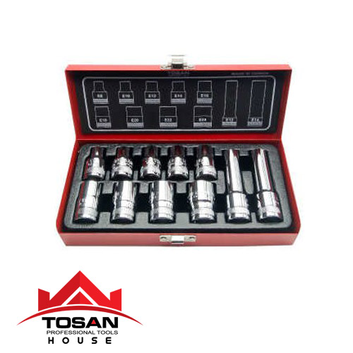 خرید و قیمت جعبه بکس E ستاره ای 11 پارچه توسن مدل T1253-11E - خانه ابزار توسن